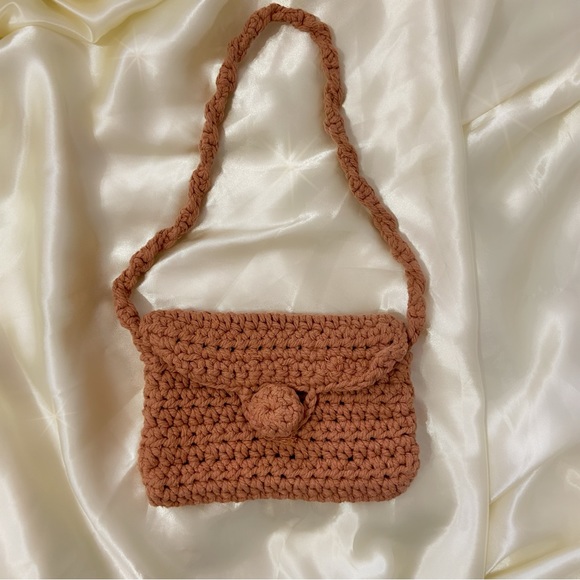 Vintage | Bags | Vintage Crochet Macrame Peach Color Purse Handbag Mini ...